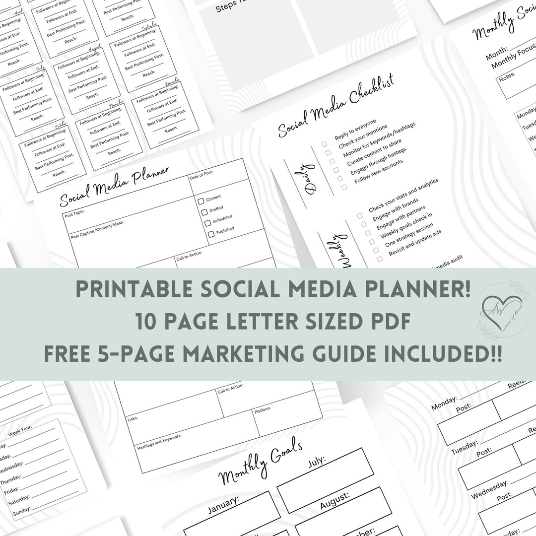 Social Media Planner Printable Bundle | Instagram Planner | Social ...