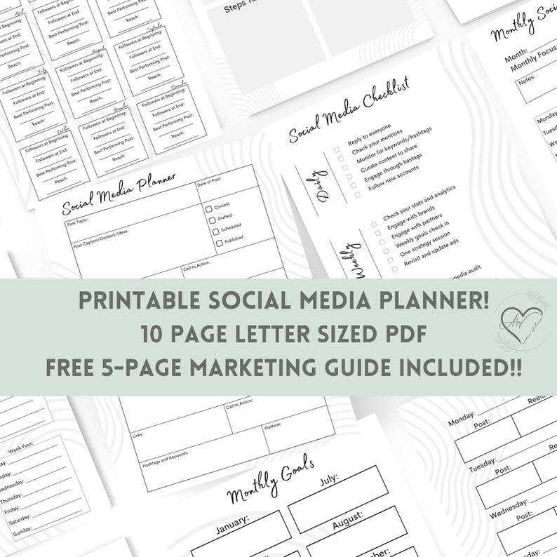 Social Media Planner Printable Bundle | Instagram Planner | Social ...