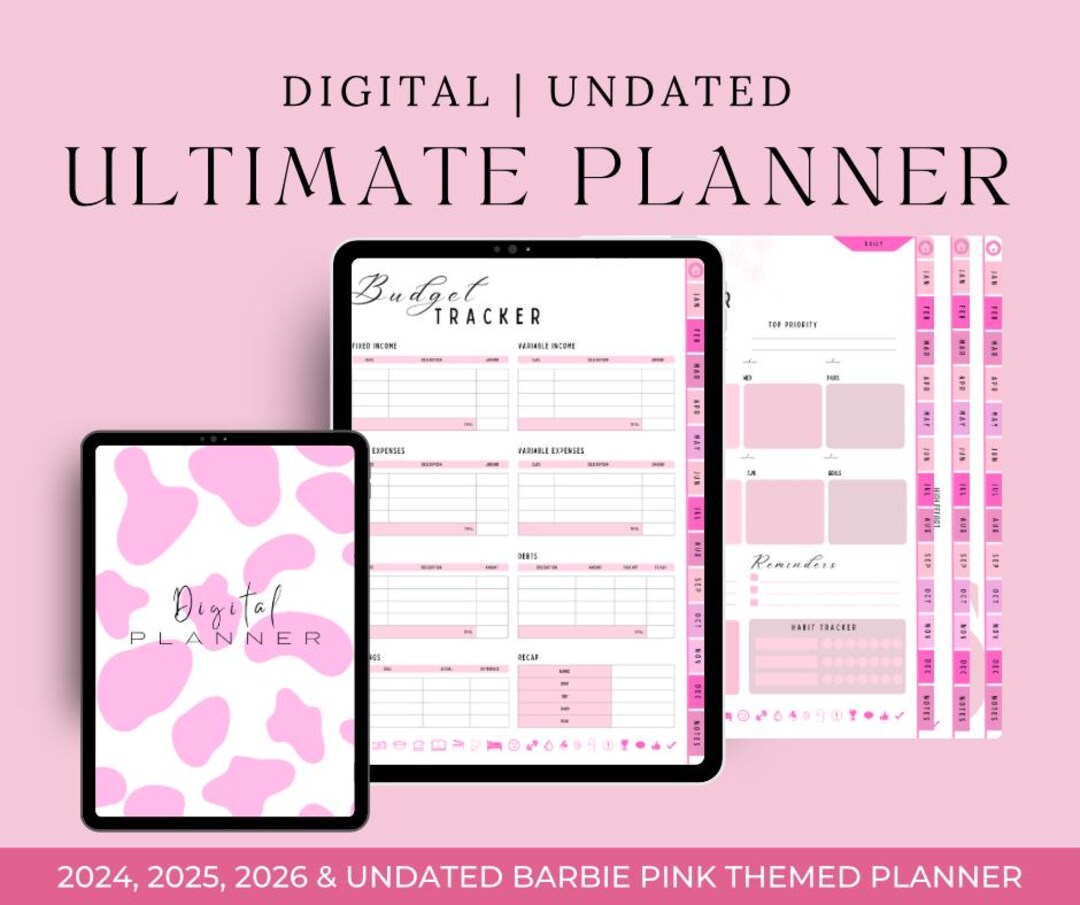 Barbie Pink Undated Digital Planner iPad Planner Daily Planner Weekly ...