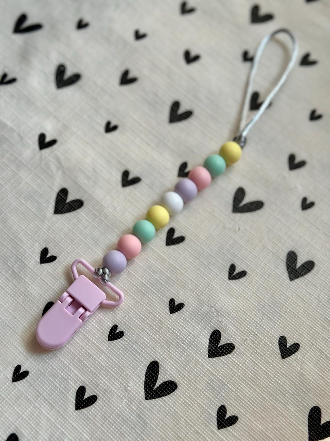 Pastel Mini Dummy Clip, BPA Free Silicone Beads and Plastic Clip ...