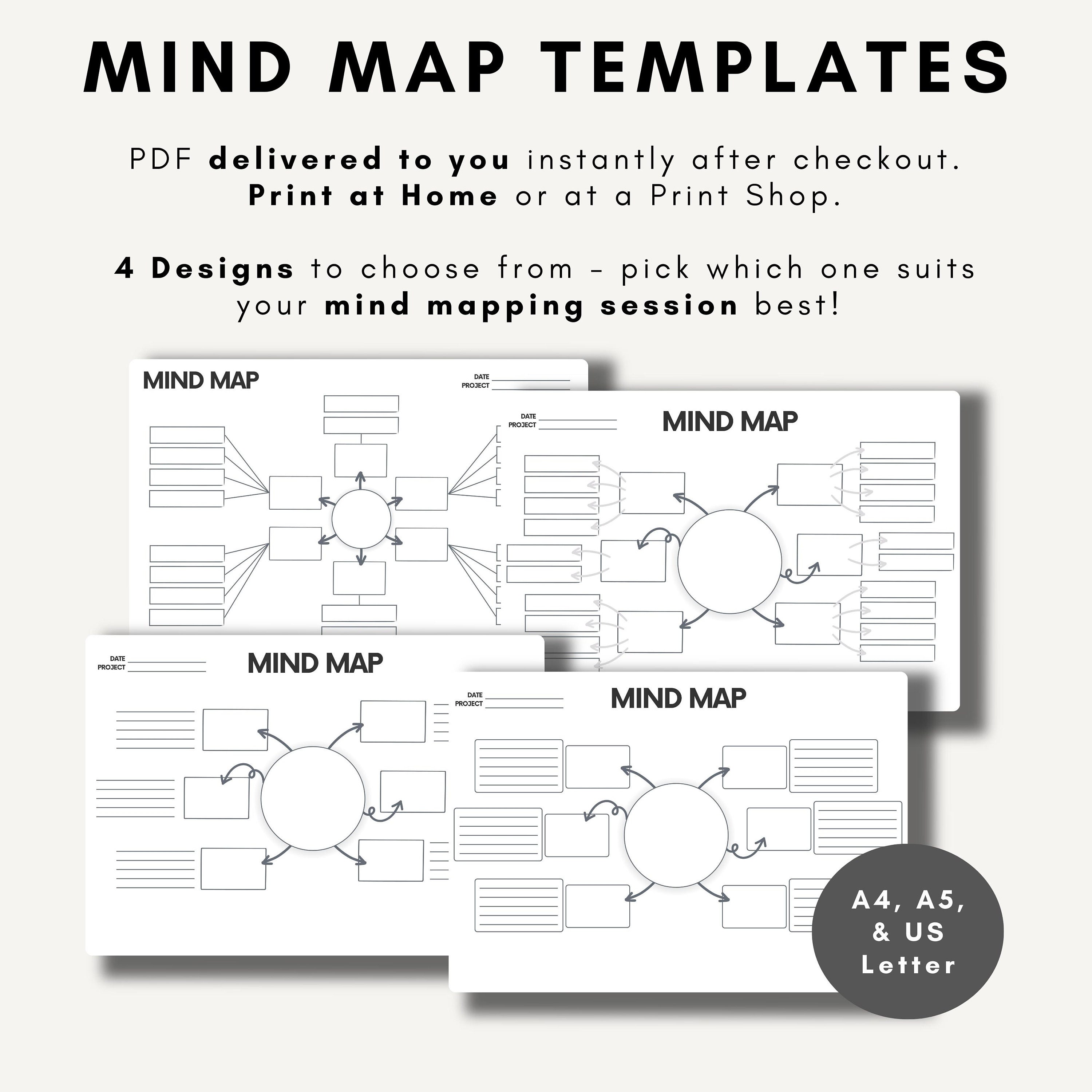 Mind Map Template, Printable Mind Map Planner for Brainstorming ...