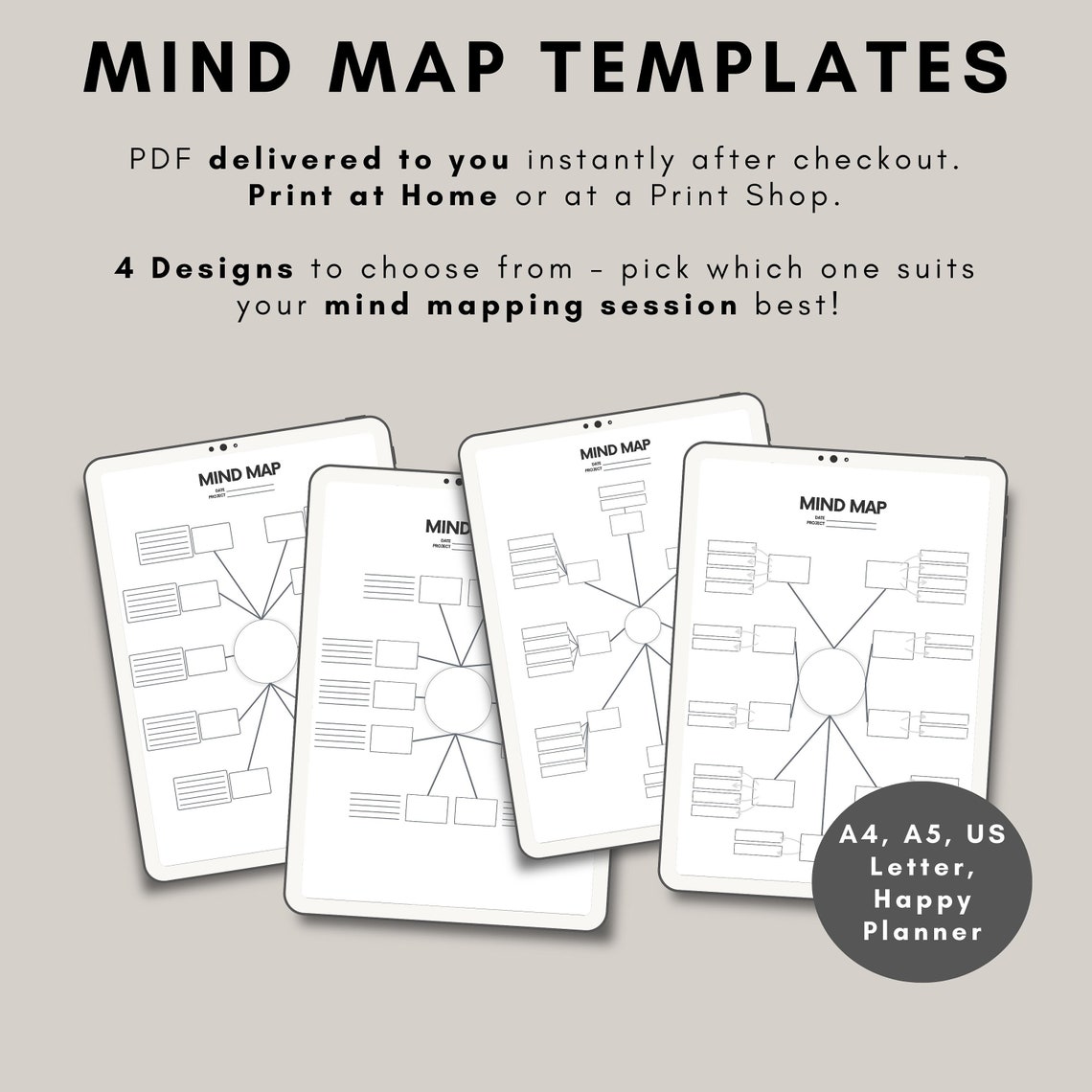 Mind Map Template, Printable Mind Map Planner, Mindmap Study Guide ...