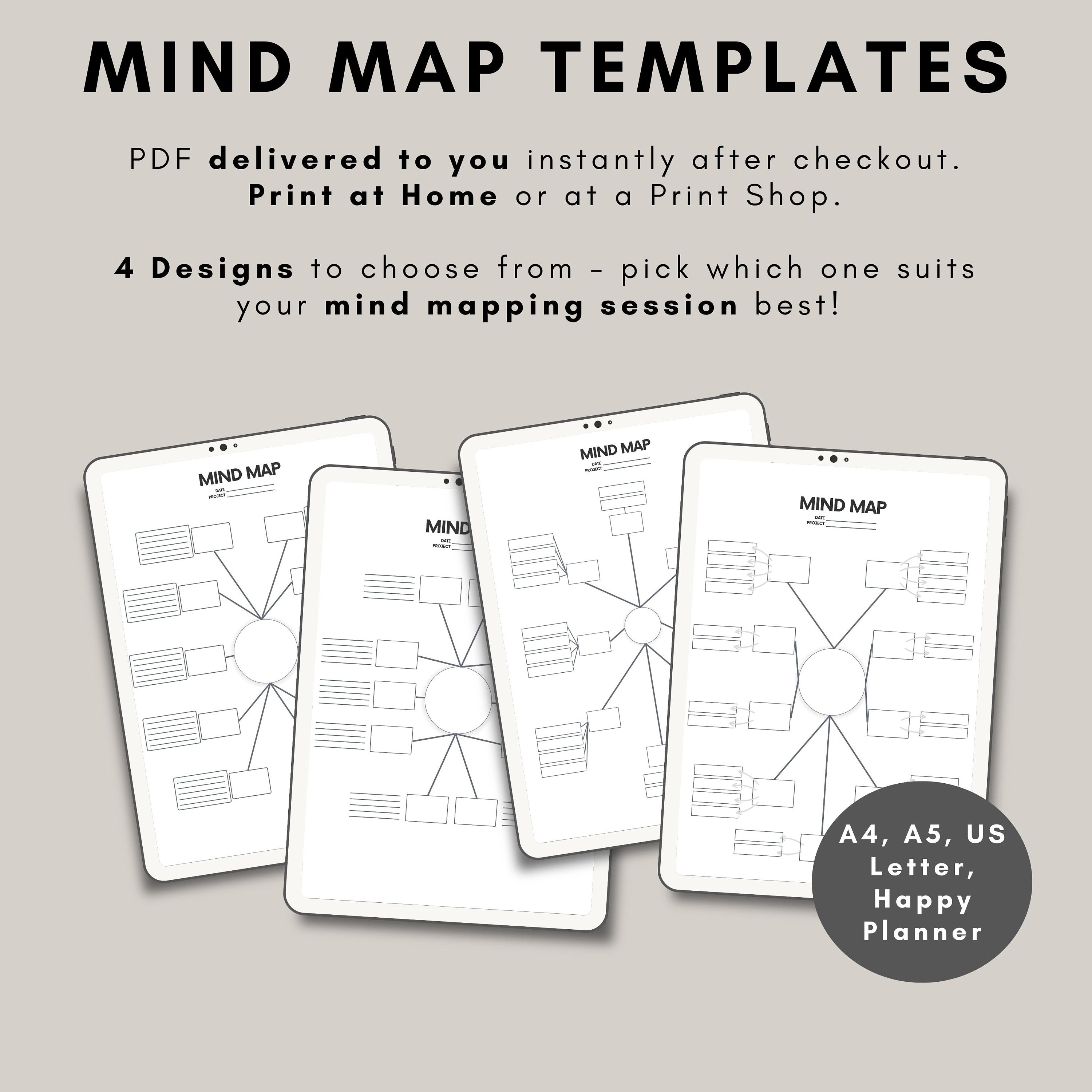 Mind Map Template, Printable Mind Map Planner, Mindmap Study Guide ...