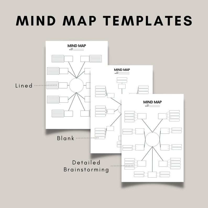 Mind Map Template, Printable Mind Map Planner, Mindmap Study Guide Template, Brain Dump ...