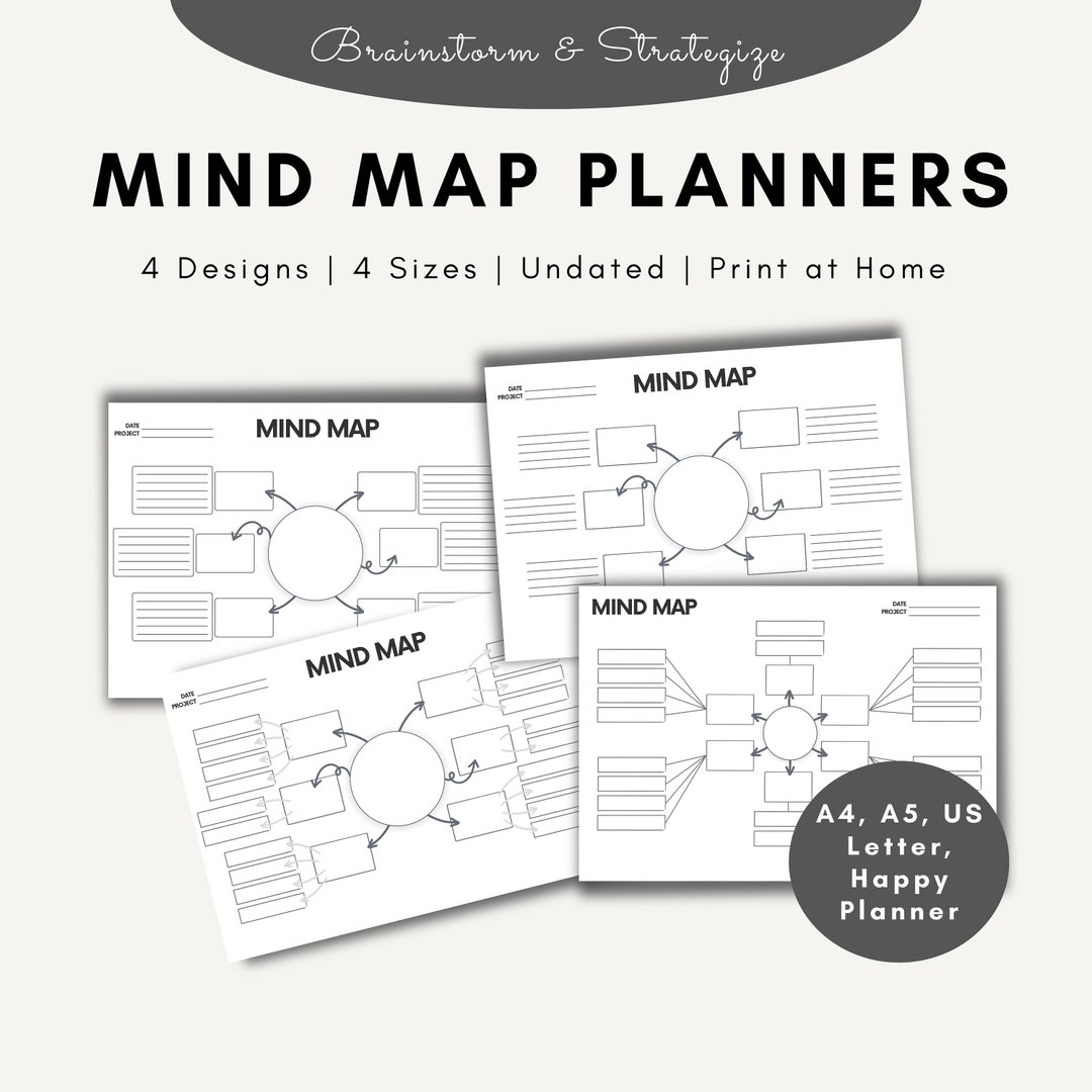Mind Mapping Template, Printable Mind Map Planner, Mindmap Study Guide ...