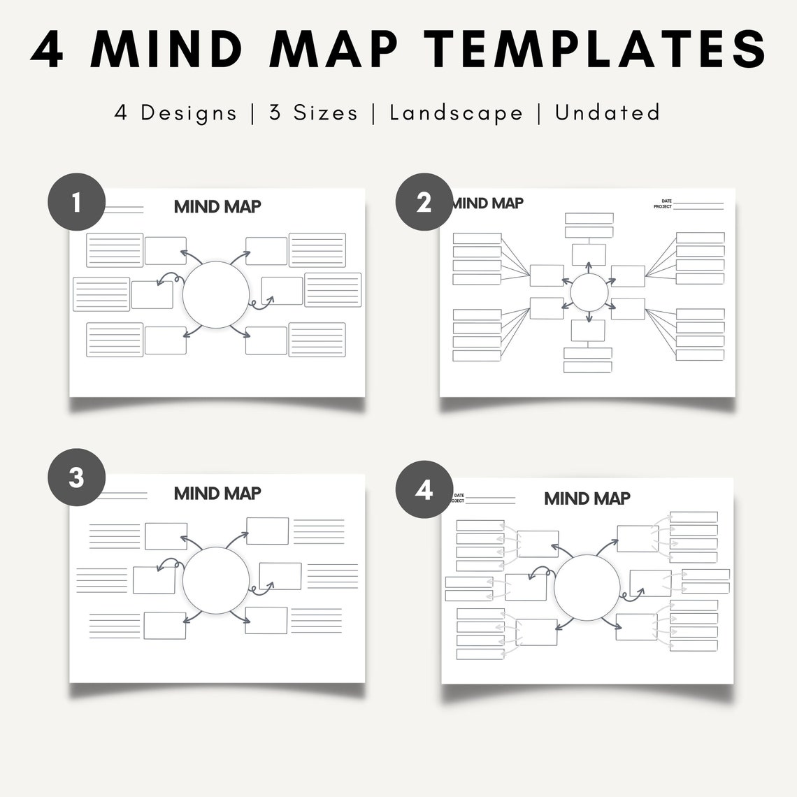 Mind Map Template, Printable Mind Map Planner for Brainstorming ...