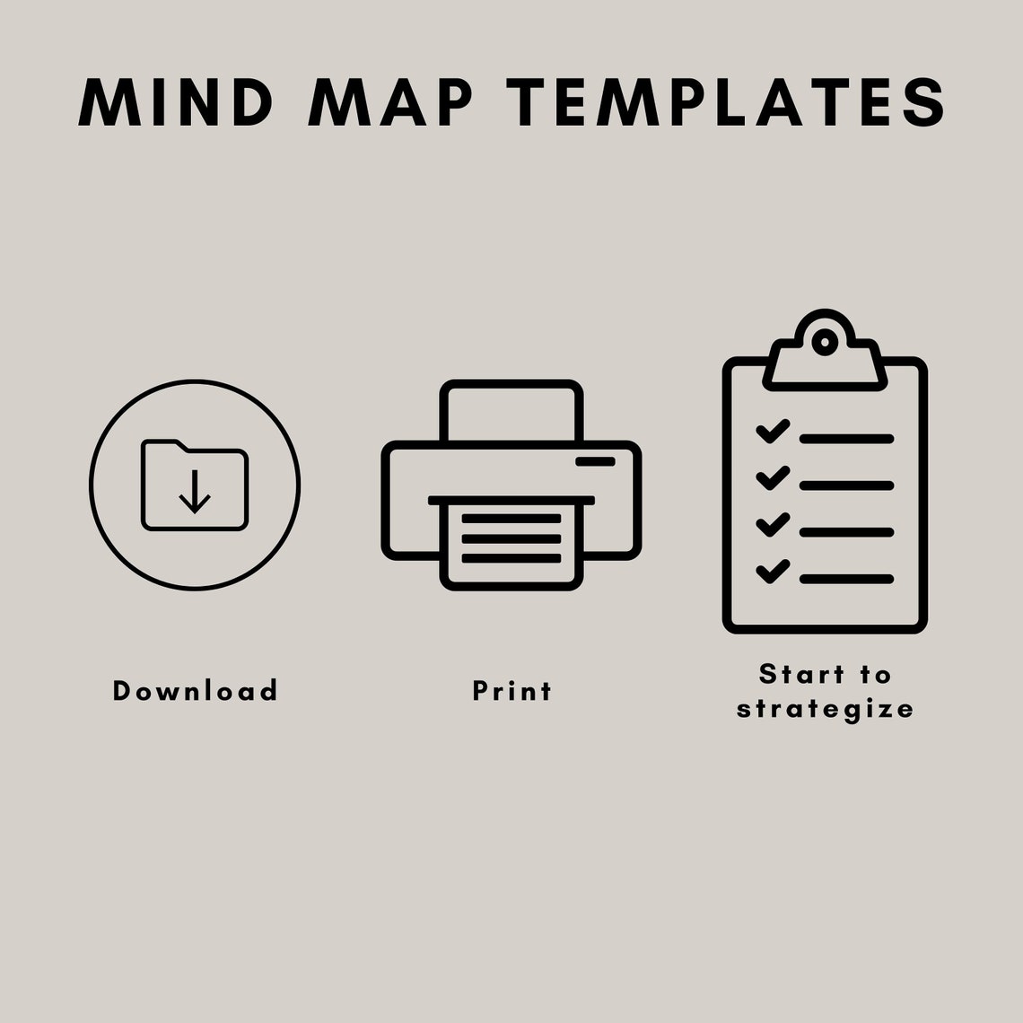 Mind Map Template, Printable Mind Map Planner for Brainstorming, Brainstorm, Idea Map Brain Dump ...