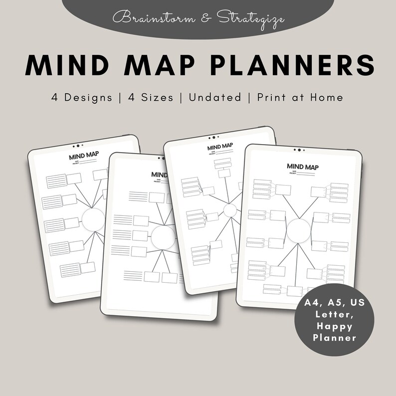 Mind Map Template, Printable Mind Map Planner, Mindmap Study Guide ...