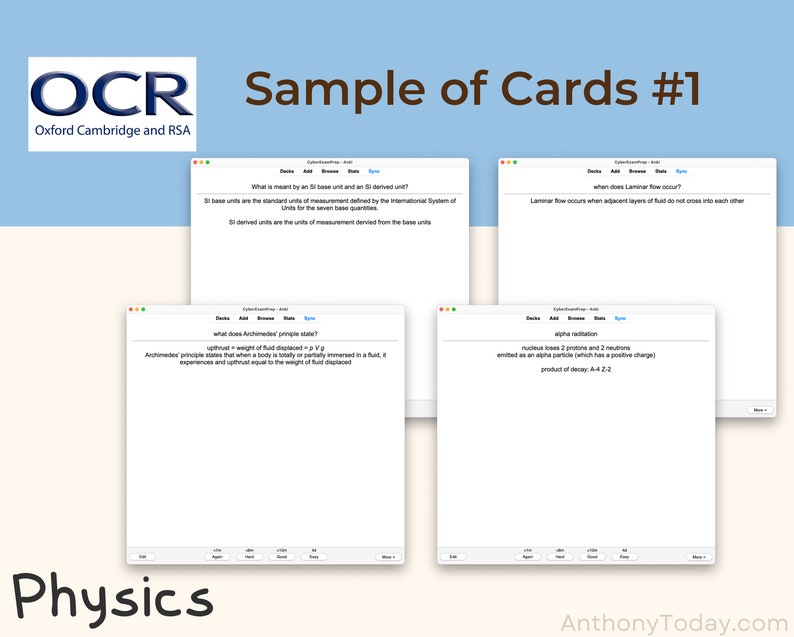 Physics A Level OCR A Exam Anki Cards for Student Flashcards Practice ...