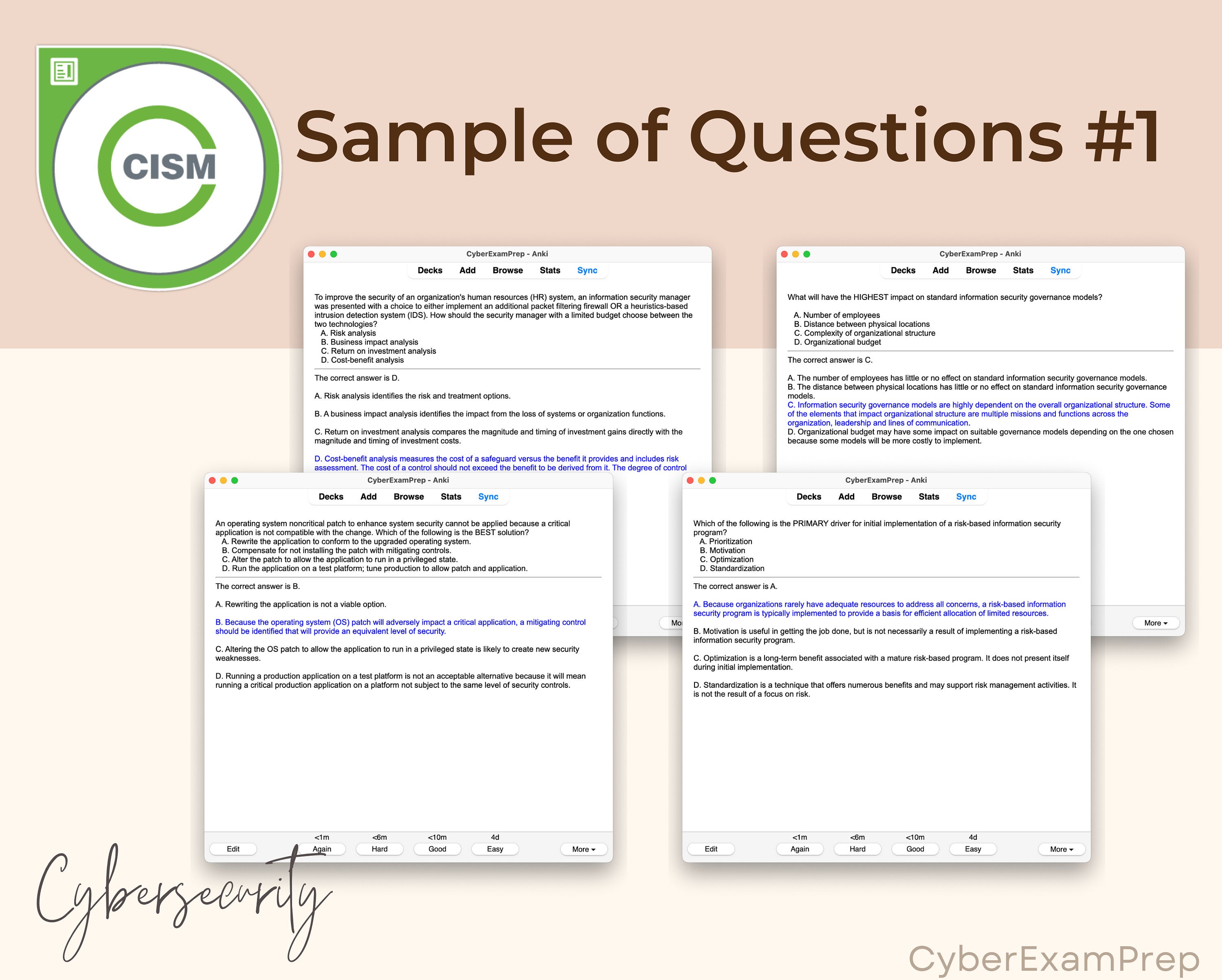 Ultimate CISM Flashcards 2024 Practice Questions Anki Cards CISM Exam ...