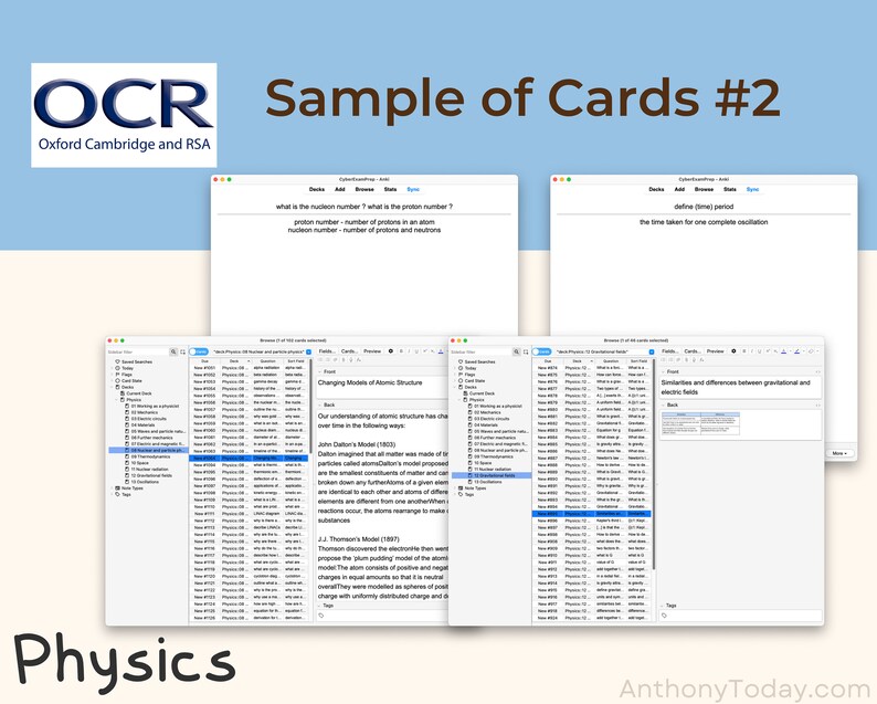 Physics A Level OCR A Exam Anki Cards for Student Flashcards Practice ...