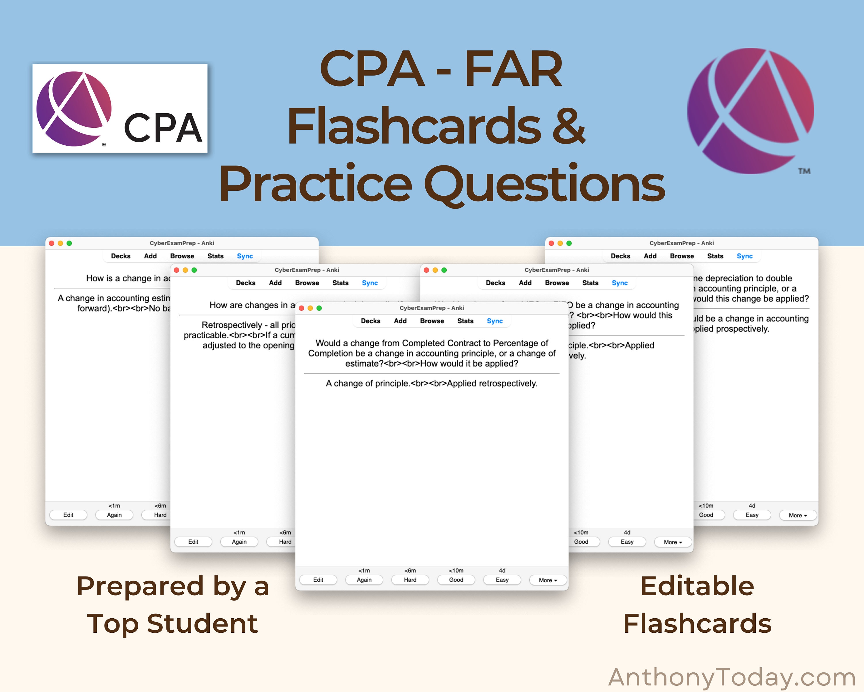 Complete CPA FAR 2024 Flashcards Financial Auditing Reporting Anki ...