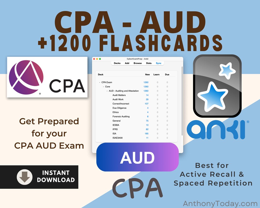 Complete CPA AUD 2024 Flashcards Auditing Attestation Anki Cards Exam ...