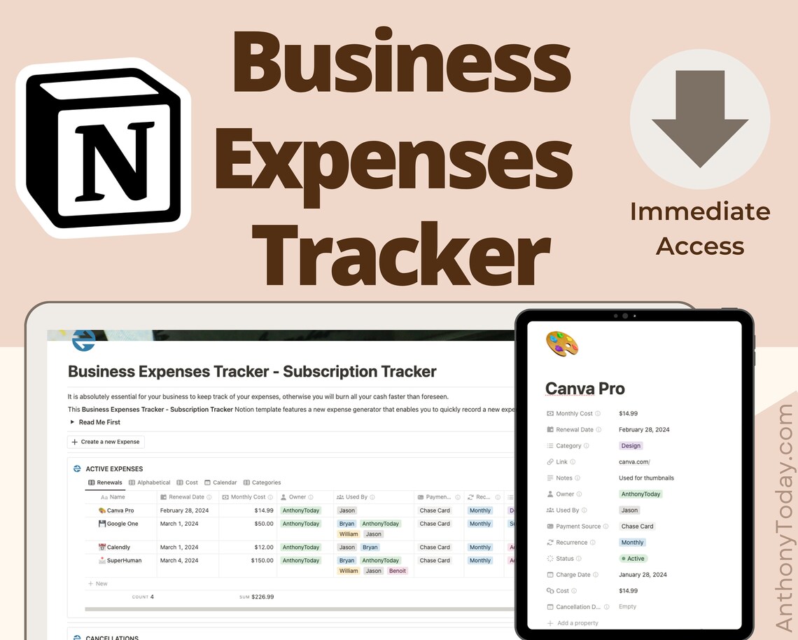 Ultimate Business Expense Tracker Notion Template 2024 Notion Business ...
