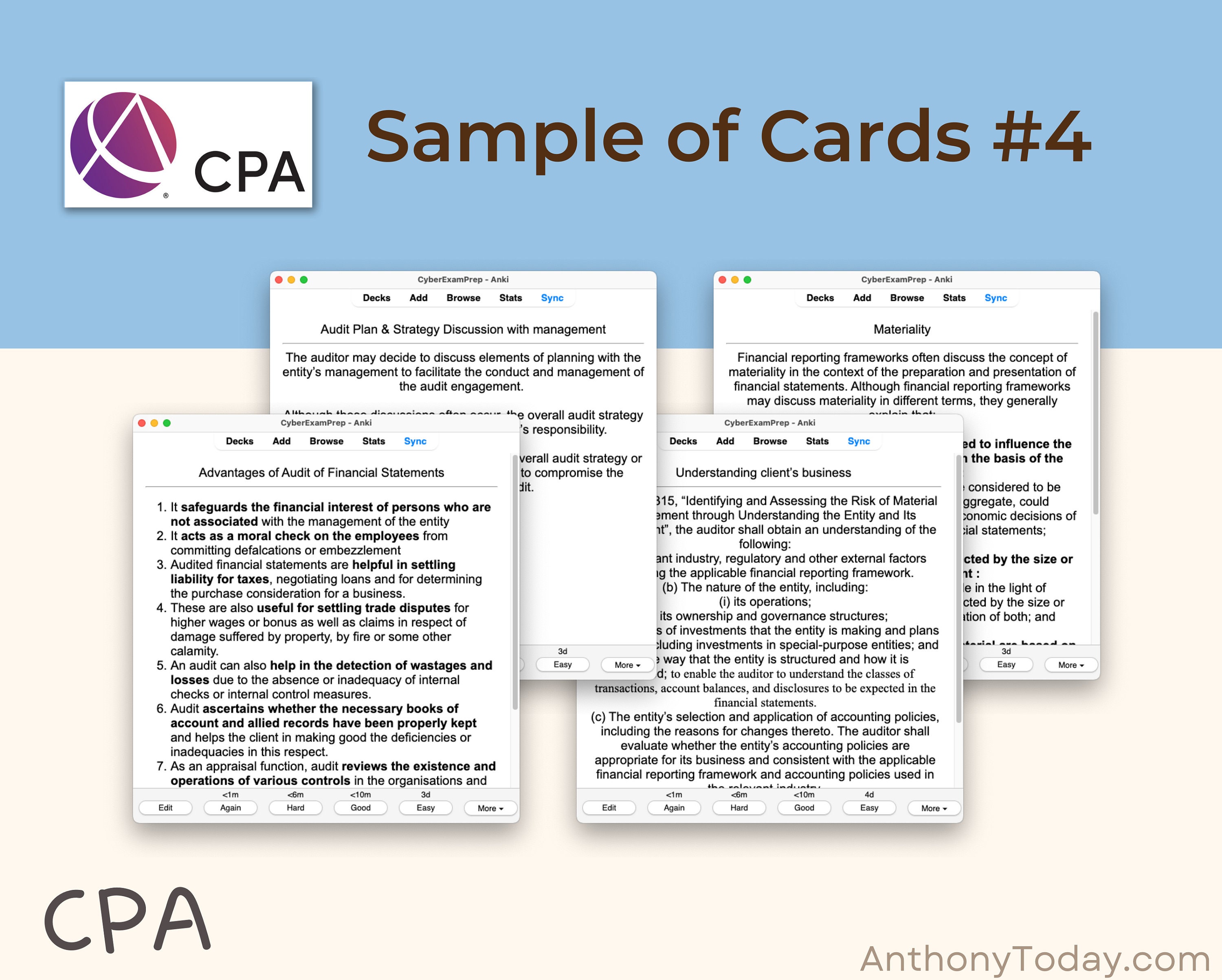 Complete CPA AUD 2024 Flashcards Auditing Attestation Anki Cards Exam ...