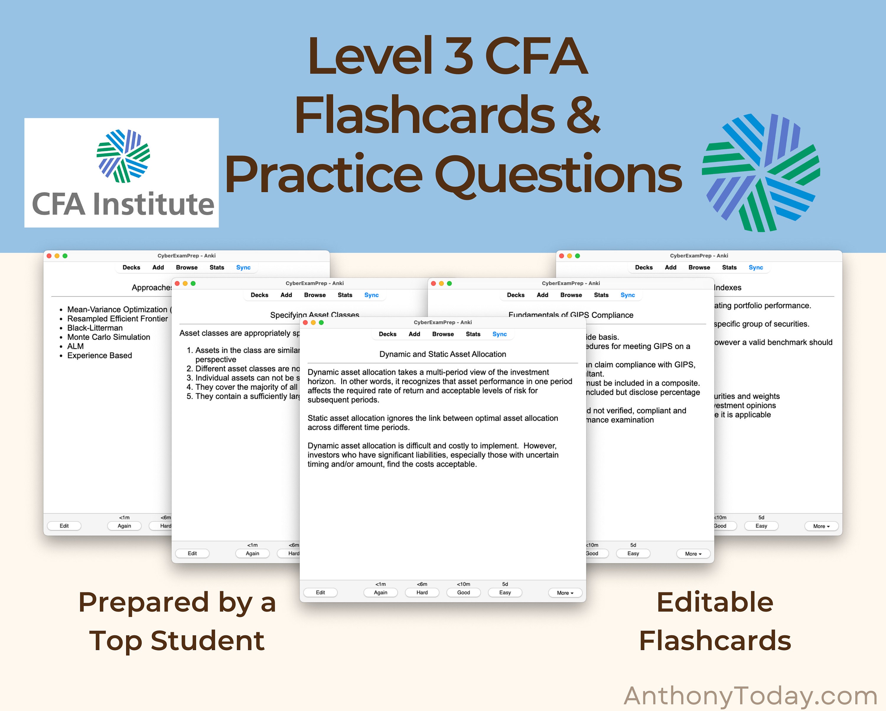 Ultimate CFA Level 3 2024 Flashcards Anki Cards Exam Prep Revision ...