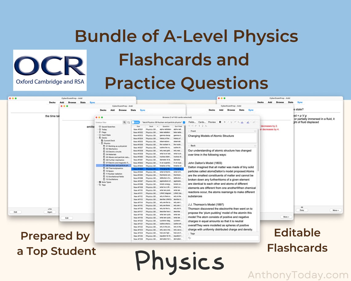 Physics A Level OCR A Exam Anki Cards for Student Flashcards Practice ...