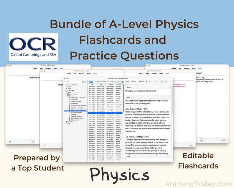 Physics A Level OCR A Exam Anki Cards for Student Flashcards Practice ...