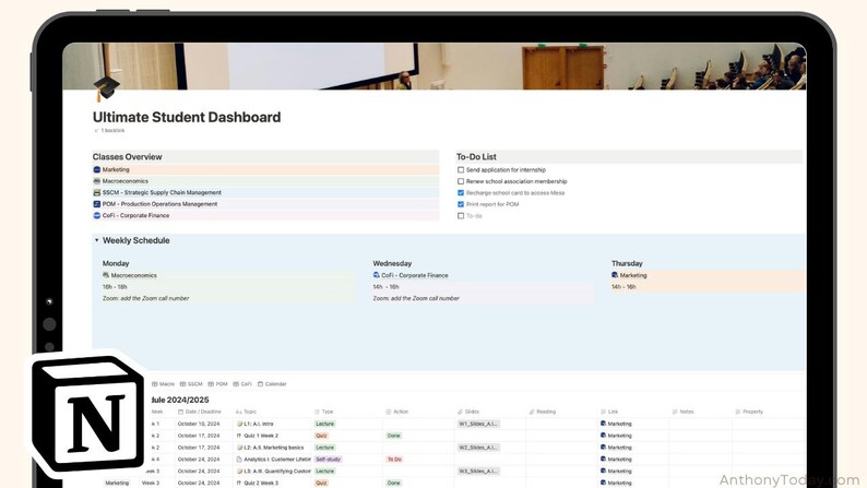 Ultimate Student Dashboard Bundle Notion Template 2024 Notion Note Student Planner Academic ...