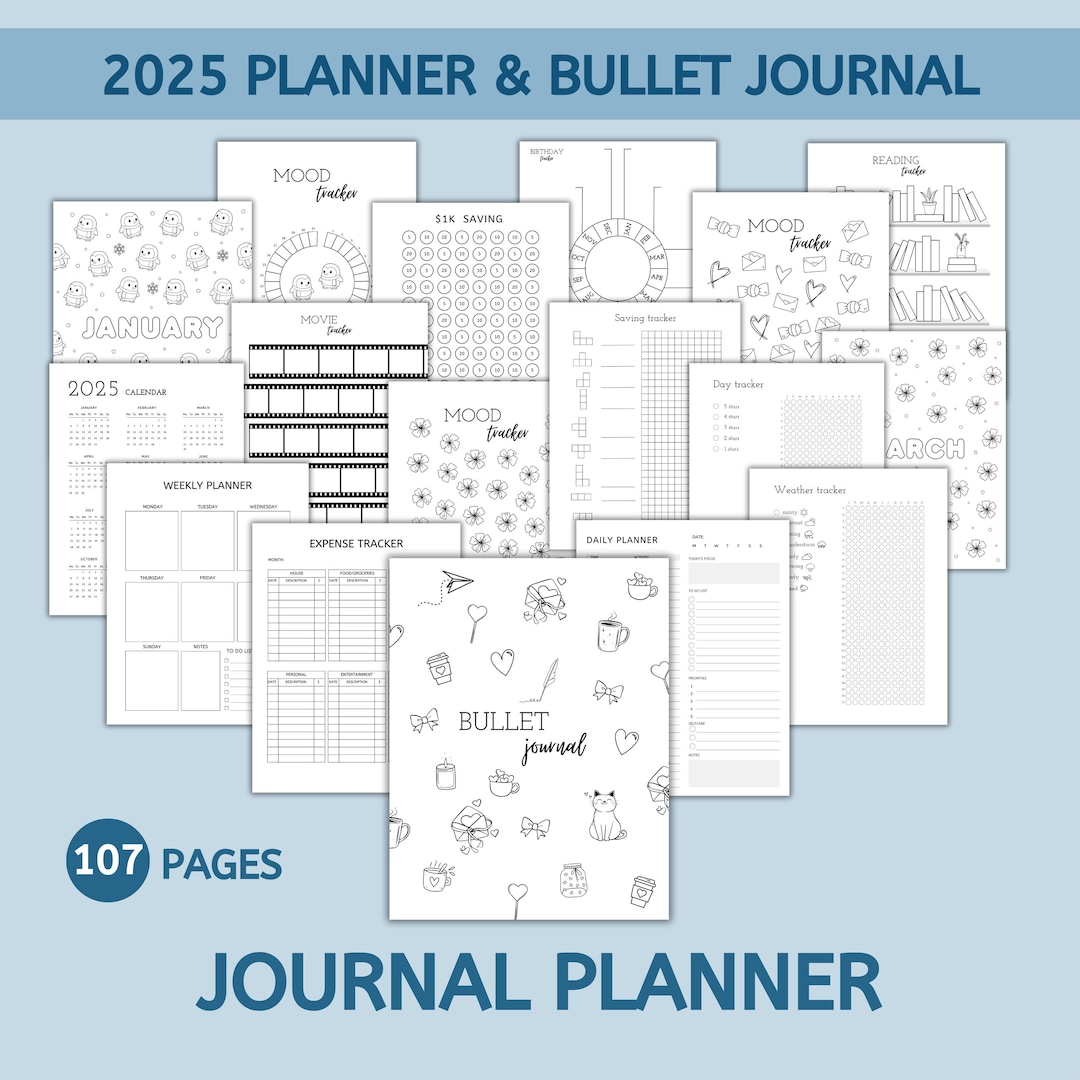 2025 Planner Bullet Journal Mood Tracker Monthly/weekly/daily Planner ...
