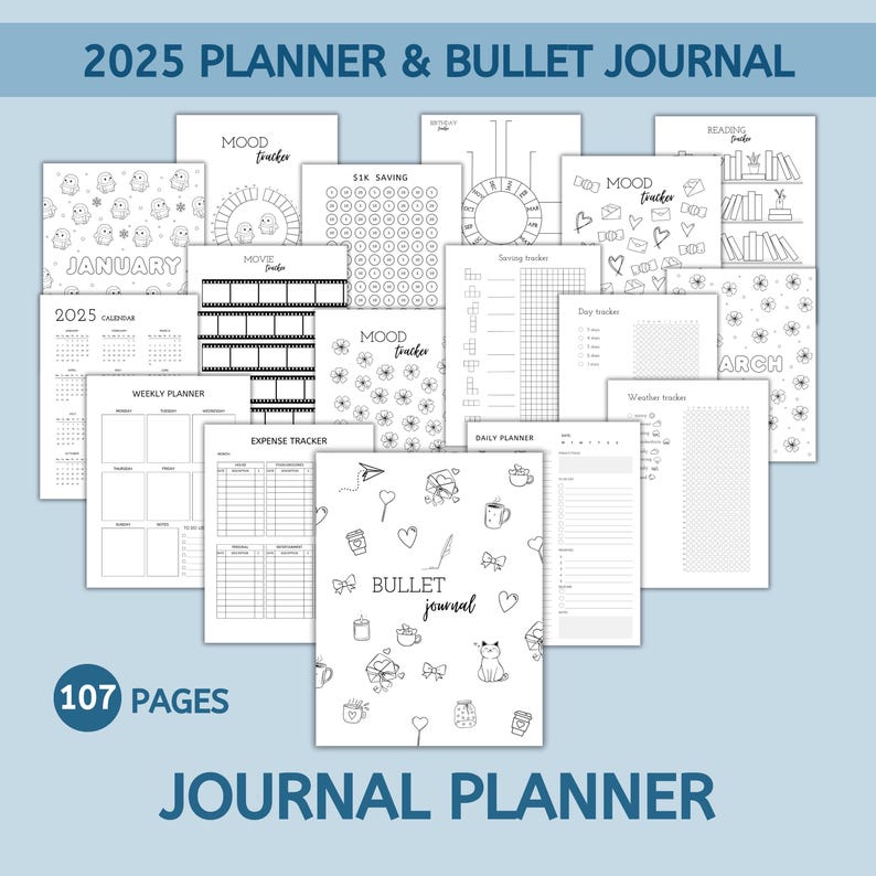 2025 Planner Bullet Journal Mood Tracker Monthly/weekly/daily Planner ...