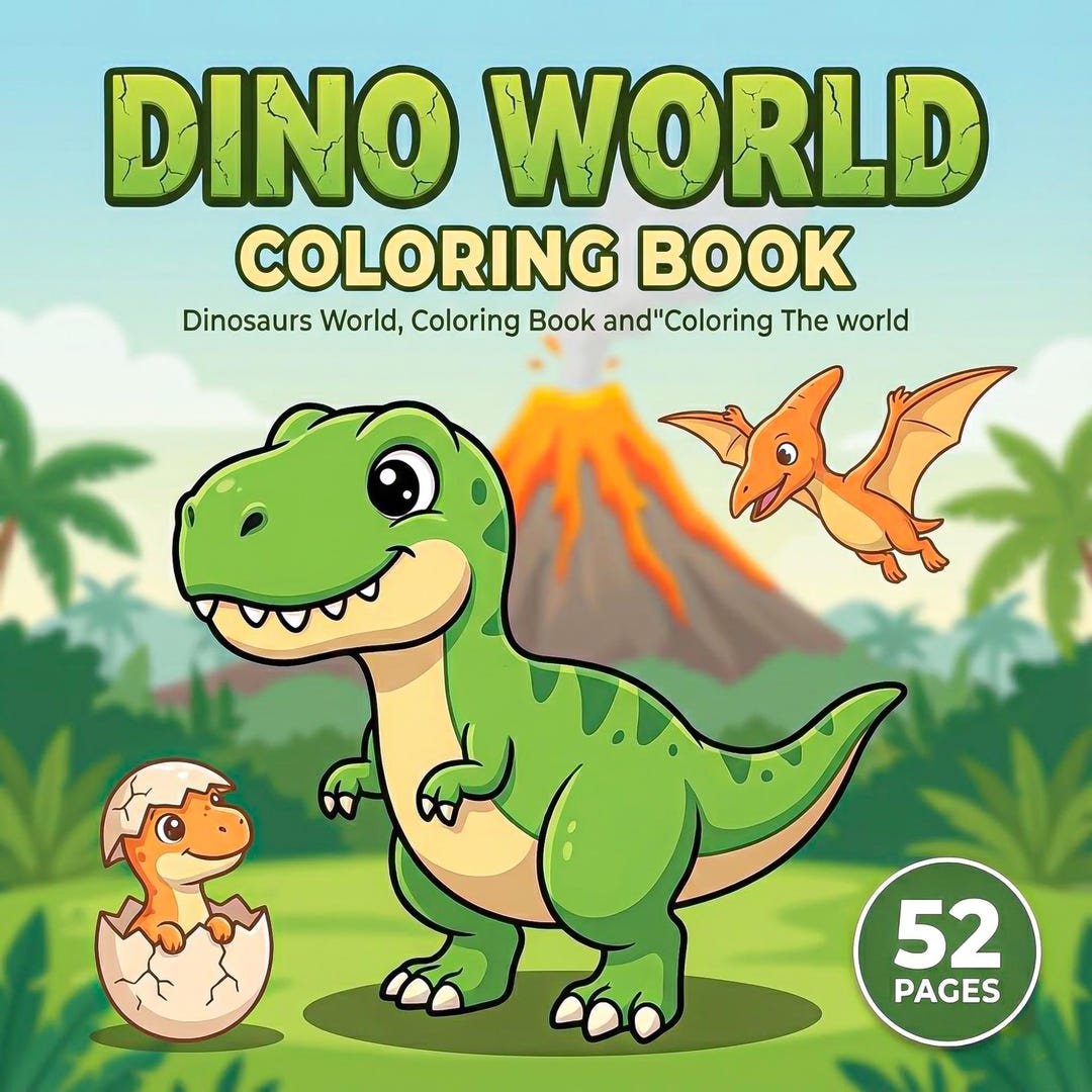 Dino World Coloring Book | 52 Fun Dinosaur Pages (PDF) - Etsy