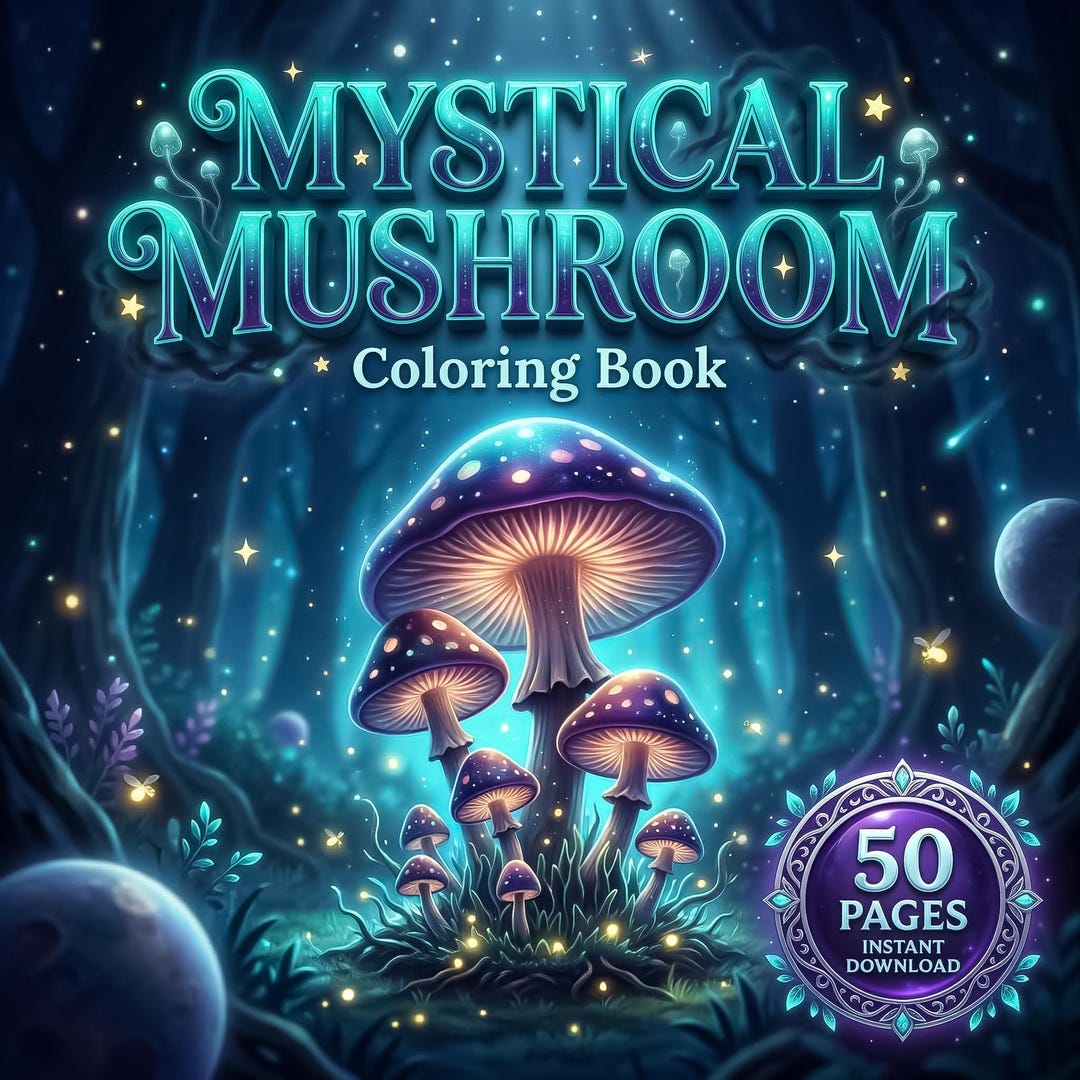 Mystical Mushroom Coloring Pages Printable, 50 Cottagecore Forest Pages ...