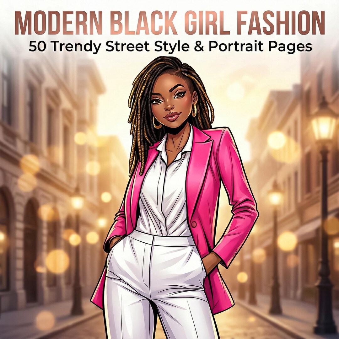 Black Girl Fashion Coloring Book: Trendy Street Style (PDF Download) - Etsy