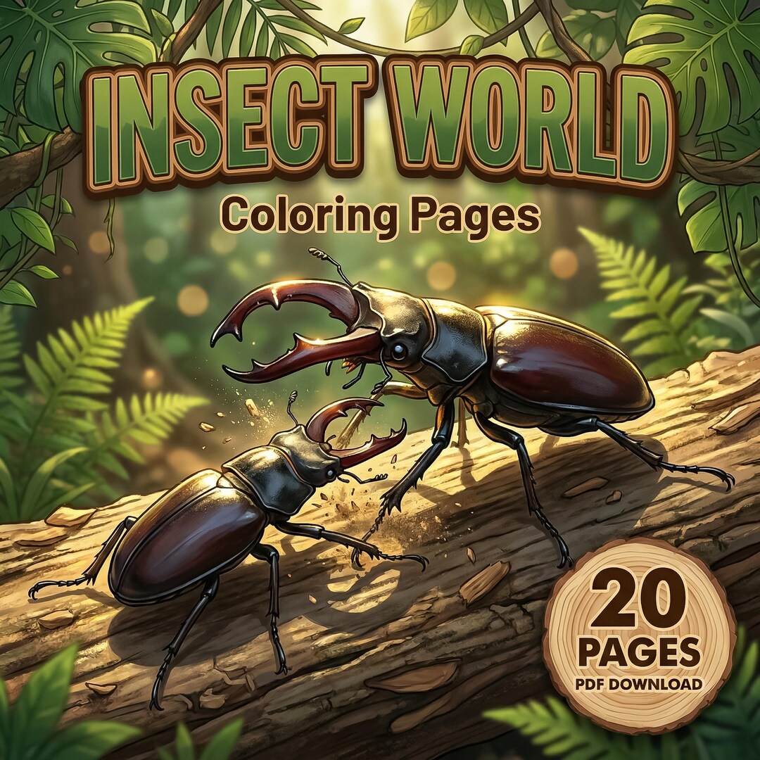 Beetle Coloring Pages, Insect Art, Nature Printable (PDF Download) - Etsy