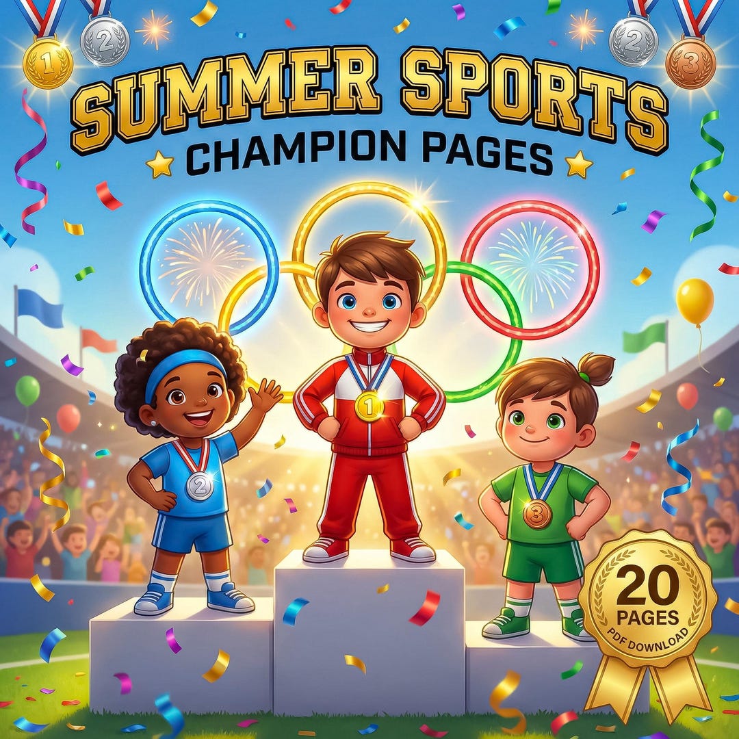 Summer Sports Coloring Pages, Athlete Action Scenes (PDF Download) - Etsy