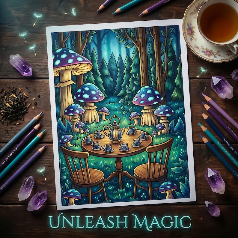 Mystical Mushroom Coloring Pages Printable, 50 Cottagecore Forest Pages ...