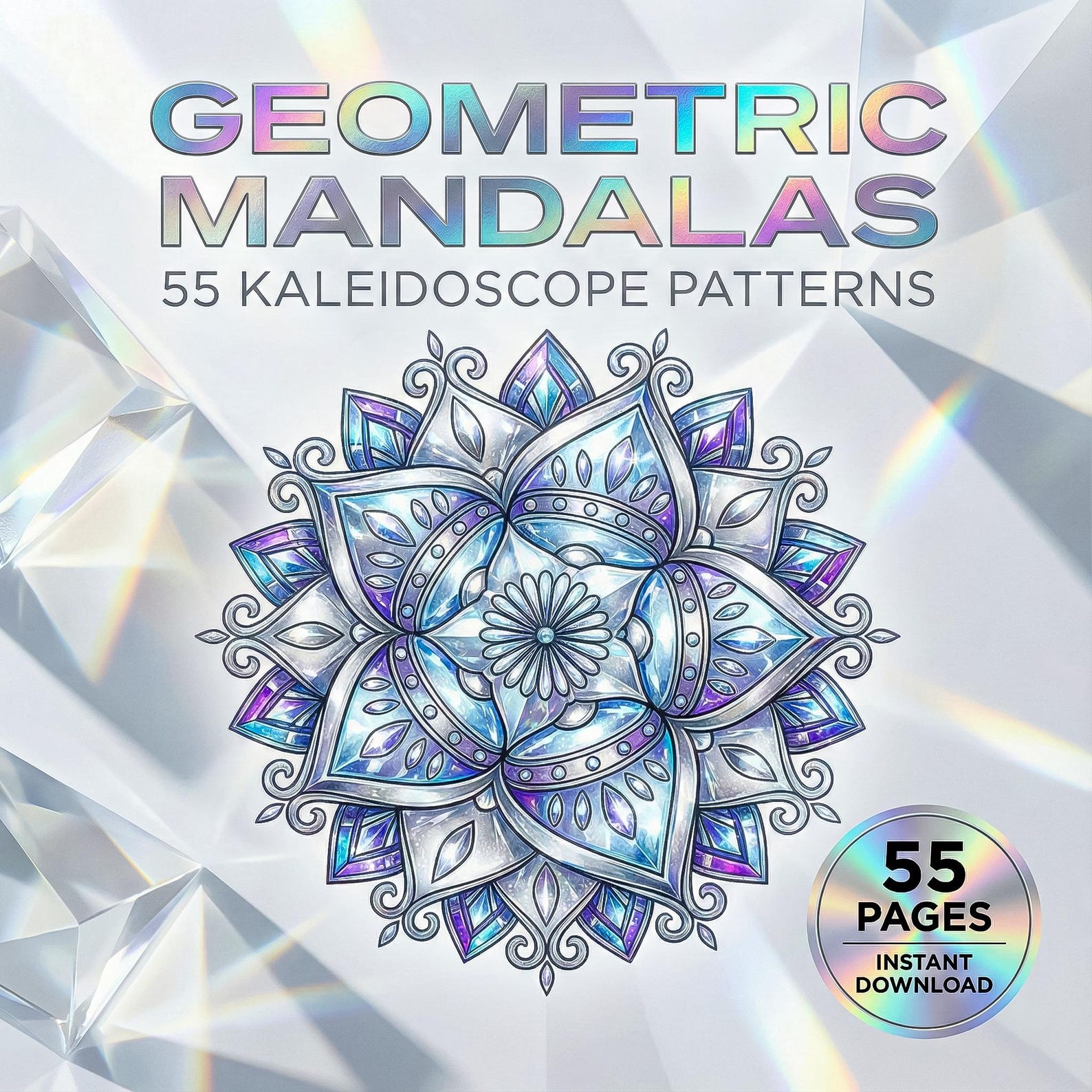 55 Geometric Mandala Coloring Pages | Kaleidoscope Sacred Geometry (PDF ...