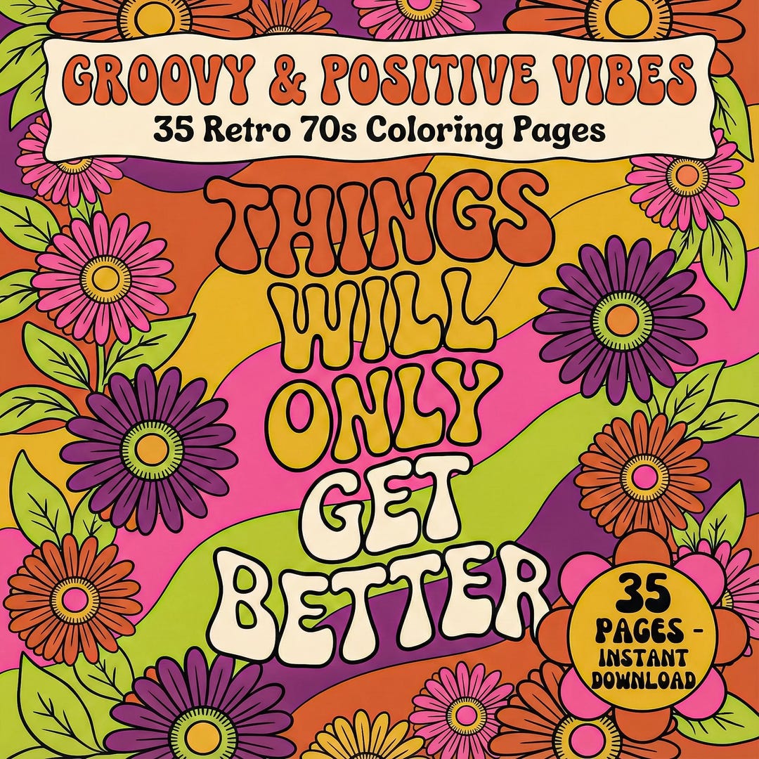 35 Groovy Coloring Pages, 70s Retro Hippie PDF, Trippy Psychedelic Art ...