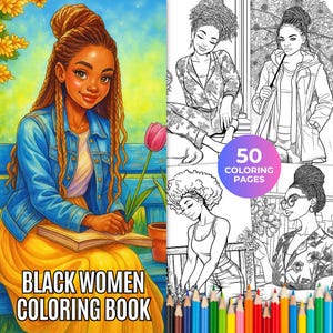 Floral Elegance Black Women Coloring Book | African American Printable ...