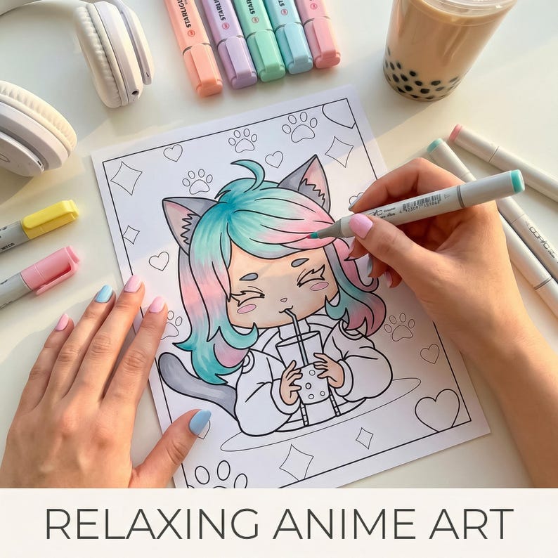 21 Kawaii Boba Tea Coloring Pages | Cute Anime Bubble Tea & Animals ...