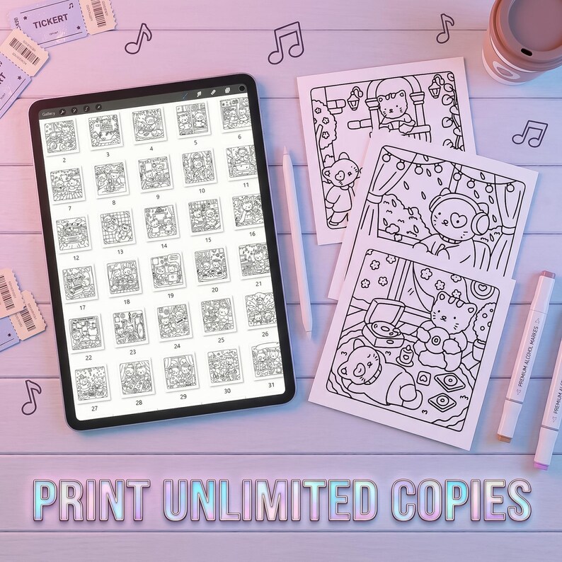 Kawaii Fangirl Cats Coloring Book, 30 Pages (PDF Download) - Etsy