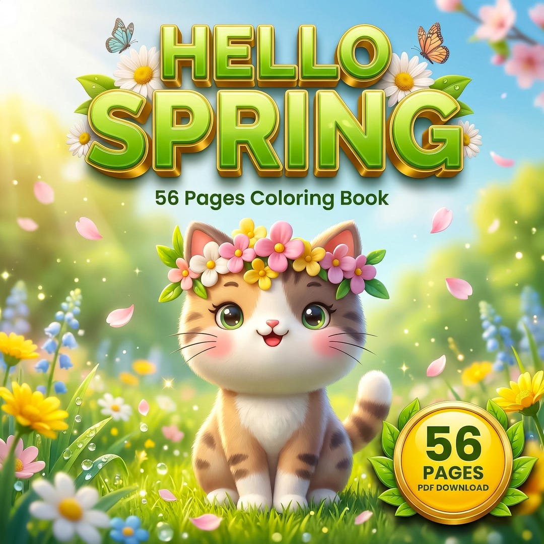 Hello Spring Coloring Book Printable, 56 Floral Animal Gnome Mandala ...