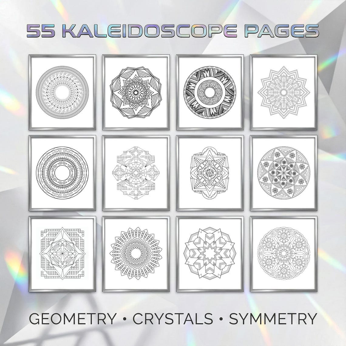 55 Geometric Mandala Coloring Pages | Kaleidoscope Sacred Geometry (PDF ...