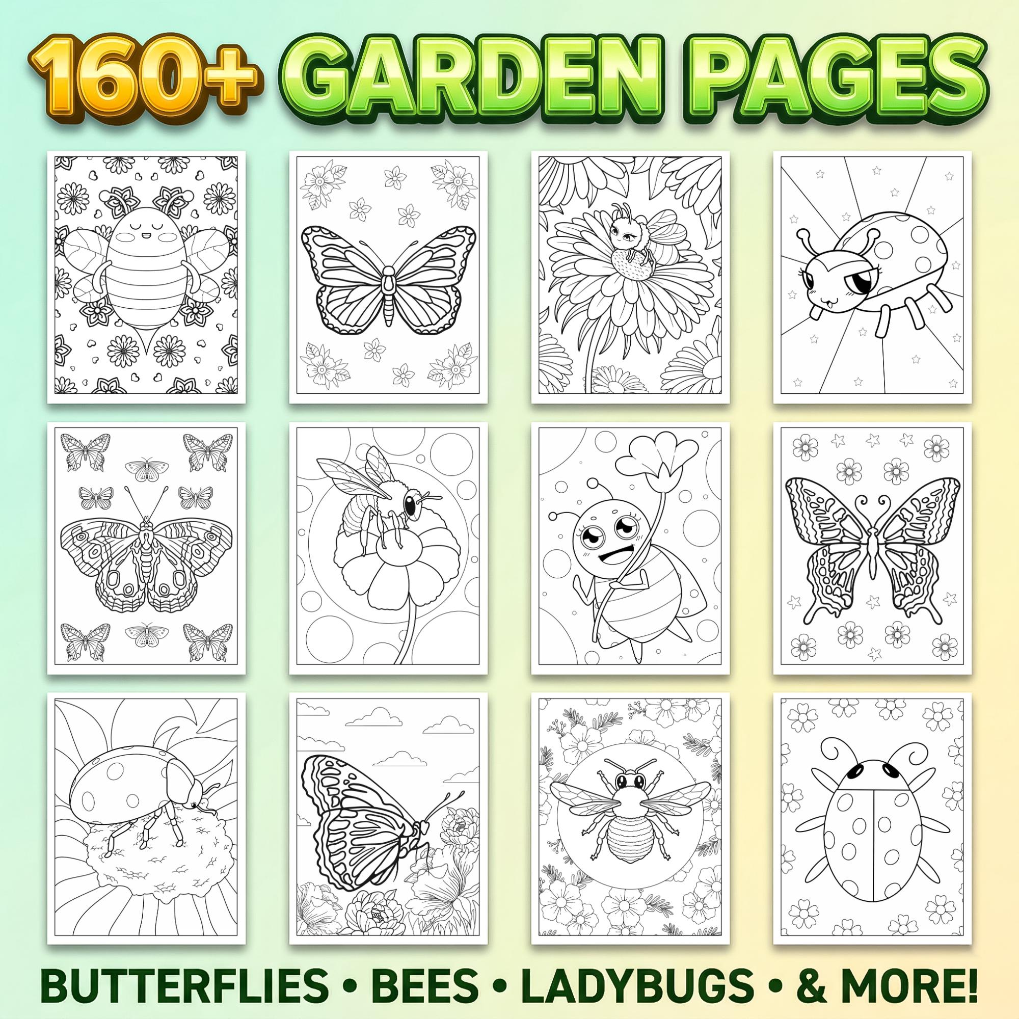 Insect Coloring Book Bundle – 160+ Pages Butterflies, Bees, Ladybugs ...