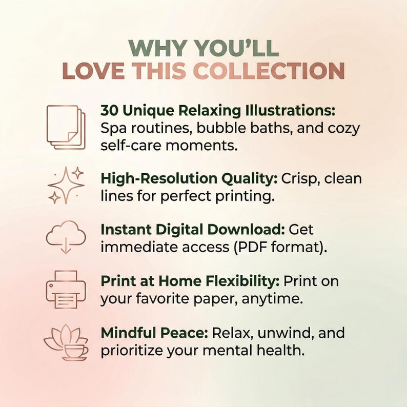 Cozy Self Care Coloring Book Printable, 30 Spa Skincare Pages, PDF ...