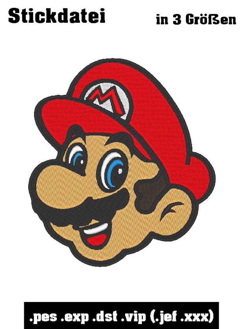 Super Mario Head Face Embroidery Design / Digital Download for ...