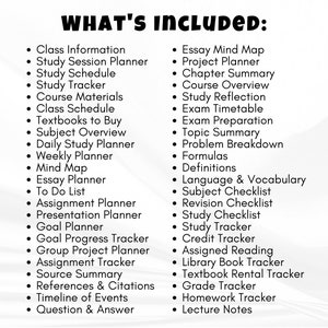 Printable Black & White Student Planner or Binder and Calendar - Etsy