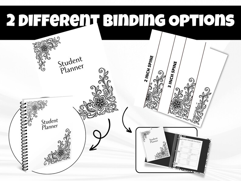 Printable Black & White Student Planner or Binder and Calendar - Etsy