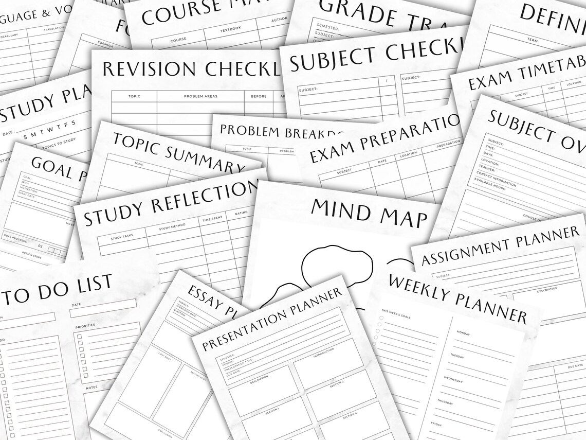 Printable Black & White Student Planner or Binder and Calendar - Etsy