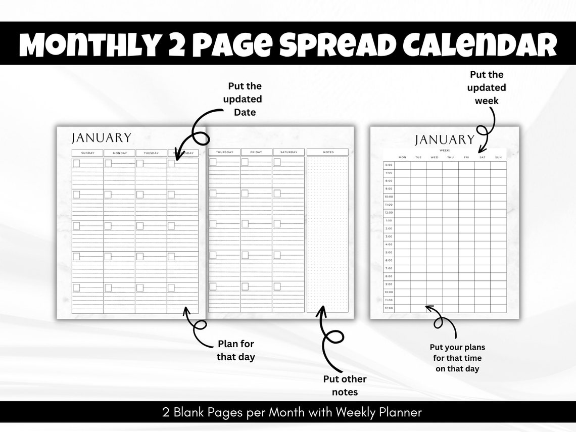 Printable Black & White Student Planner or Binder and Calendar - Etsy