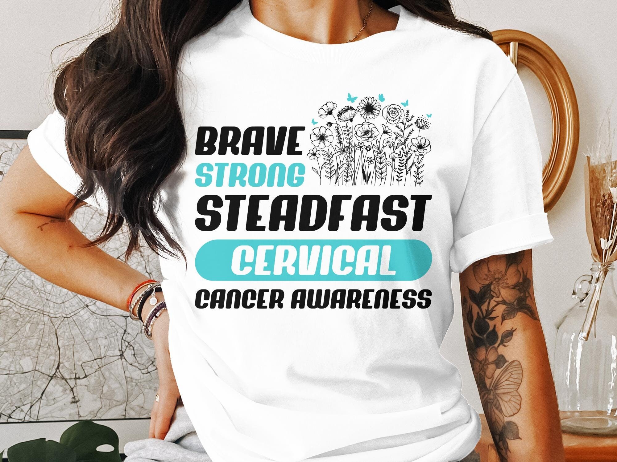 Cervical Cancer Awareness Svg Png, Brave Strong and Steadfast, Cricut ...