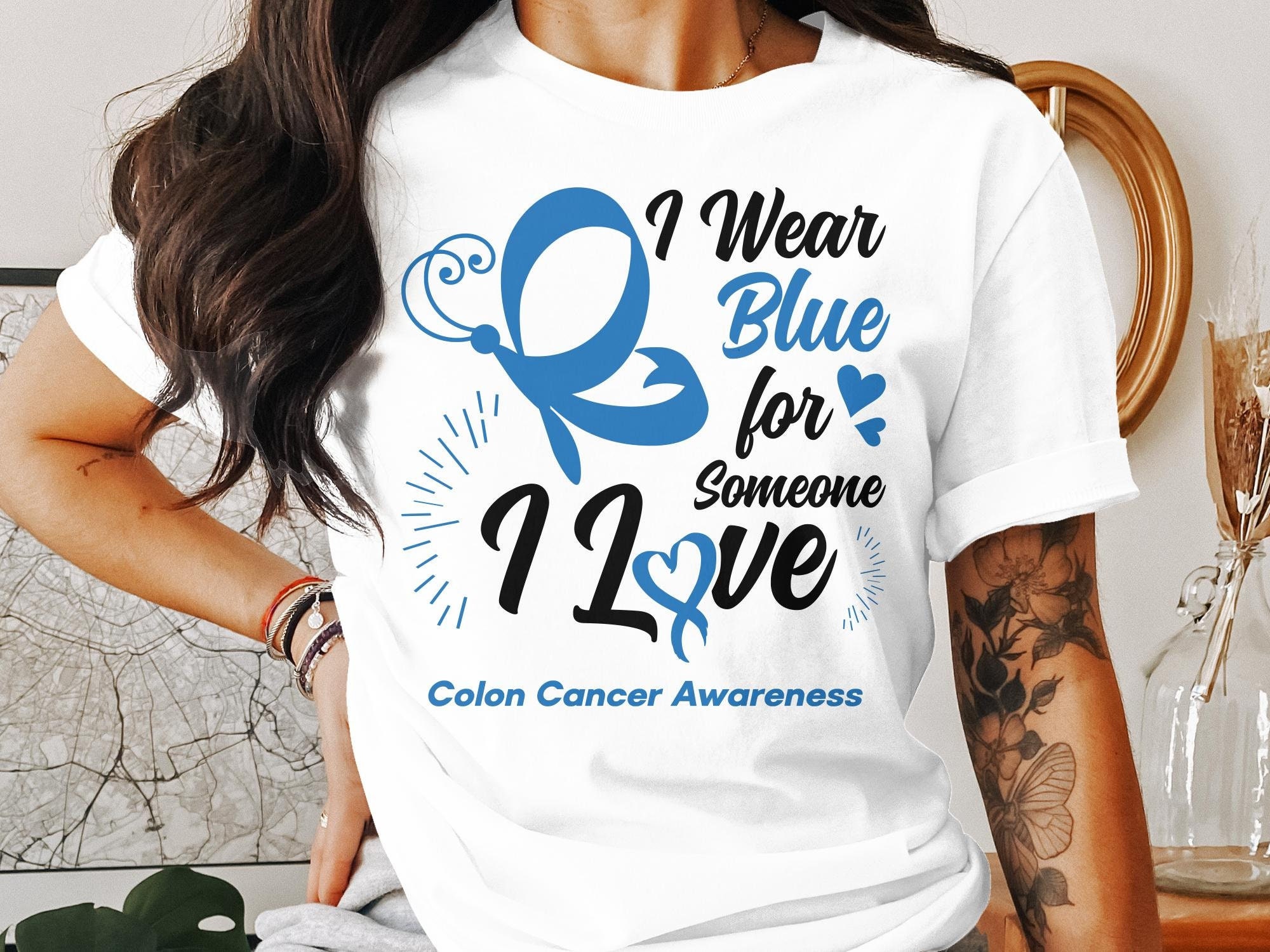 Colon Cancer Awareness Svg Png, I Wear Blue for Someone I Love, Cricut ...