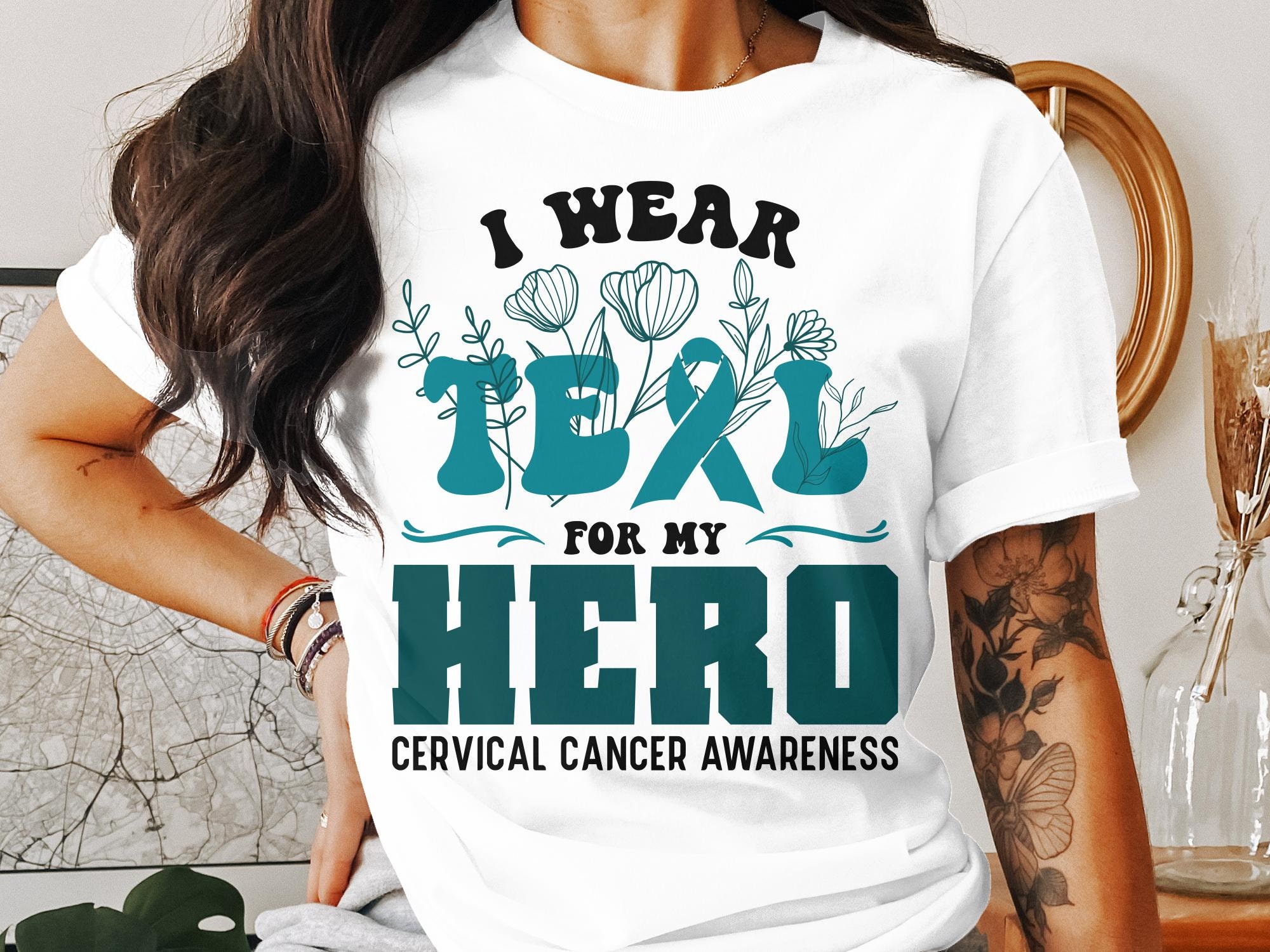 Cervical Cancer Awareness Svg Png, I Wear Teal for My Hero, Cricut ...