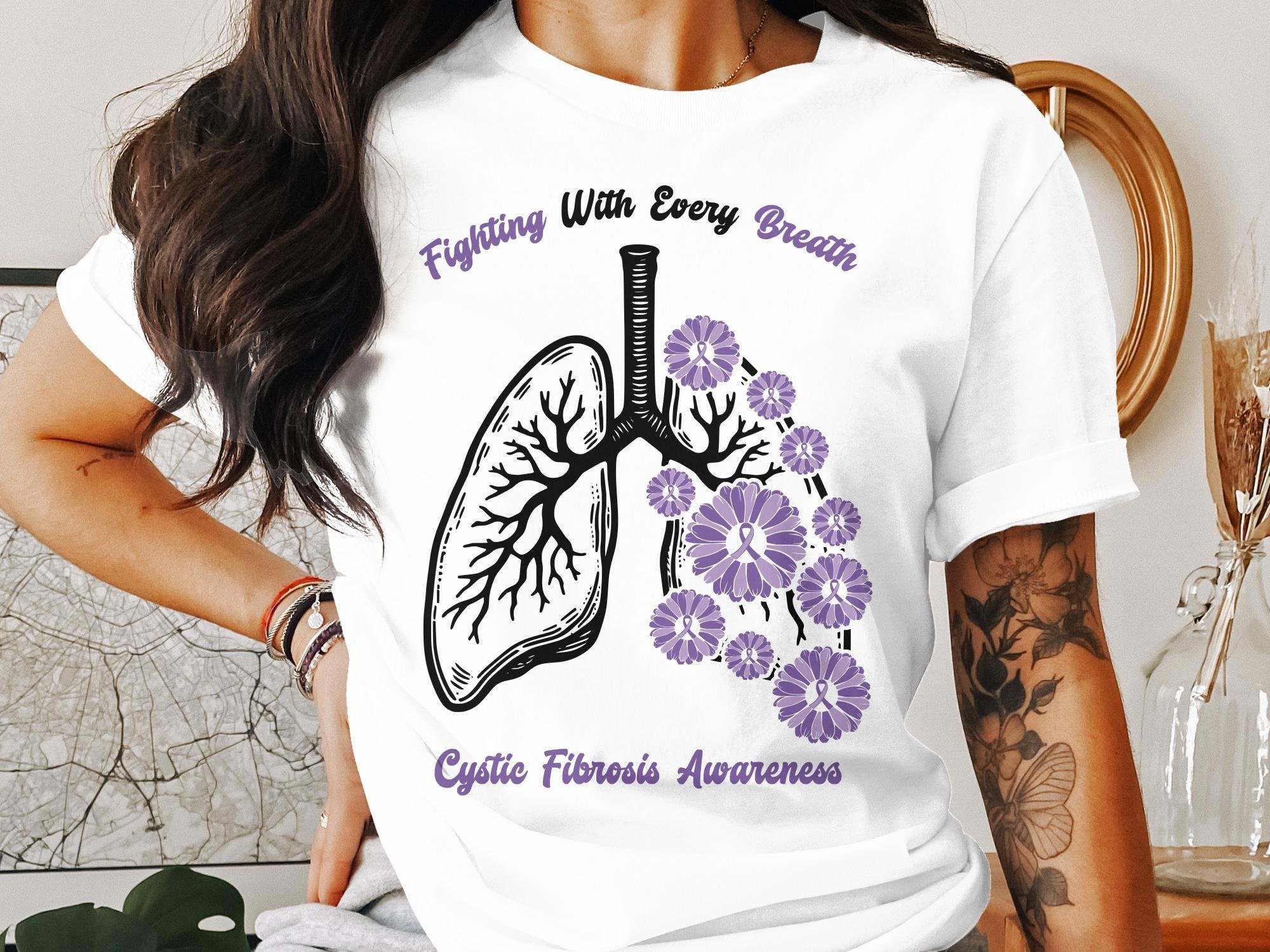 Cystic Fibrosis Awareness Svg Png, Fighting With Every Breath, Cricut Sublimation Design ...