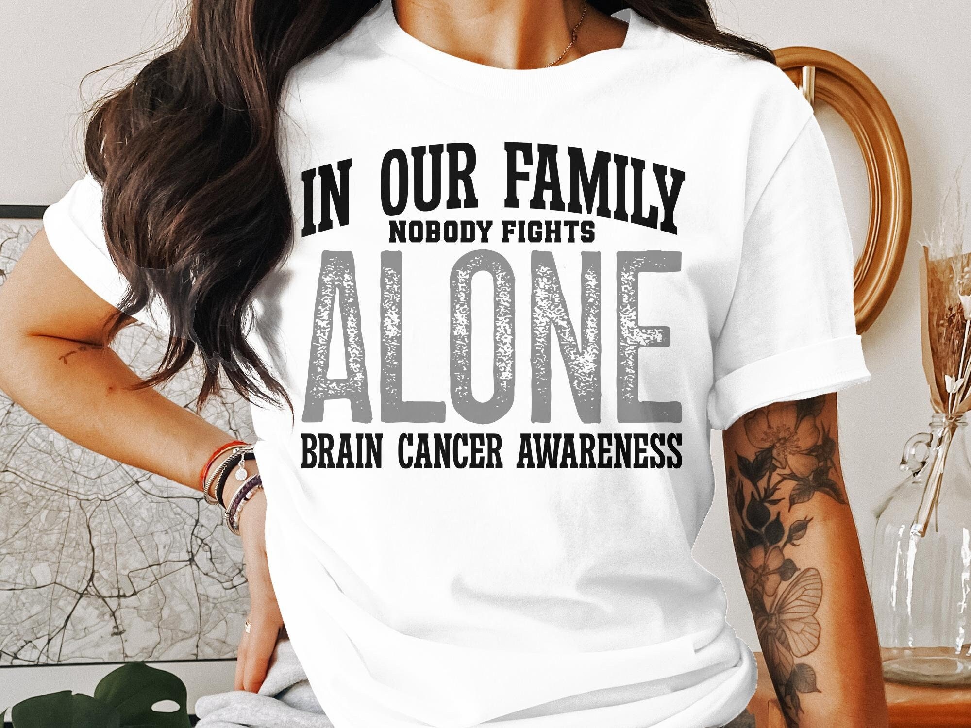 Brain Cancer Awareness Svg Png, in Our Family Nobody Fights Alone ...